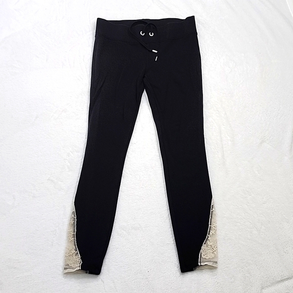 bebe | Pants & Jumpsuits | Bebe Black Jogger Pants With Lace S | Poshmark
